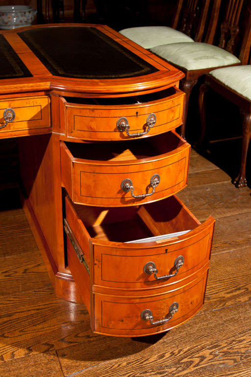 Yew Wood Shaped Top Partners Desk For Sale at 1stDibs | antique ...