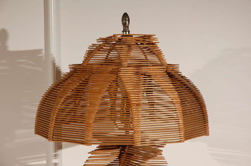 Folk Art Popsicle Stick Table Lamp at 1stDibs | popsicle stick lamps ...