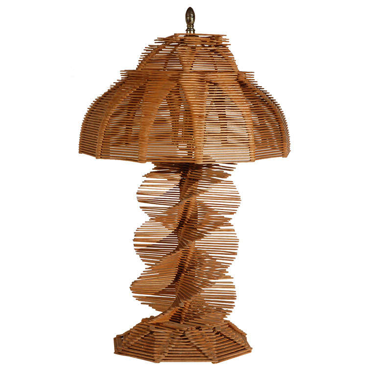 Folk Art Popsicle Stick Table Lamp at 1stDibs | popsicle stick lamp ...