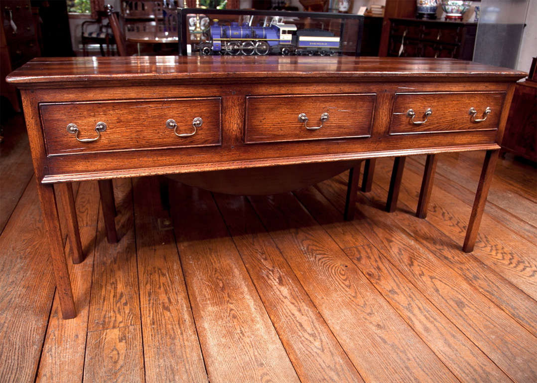 Custom English Oak Three-Drawer Huntboard Table For Sale at 1stDibs