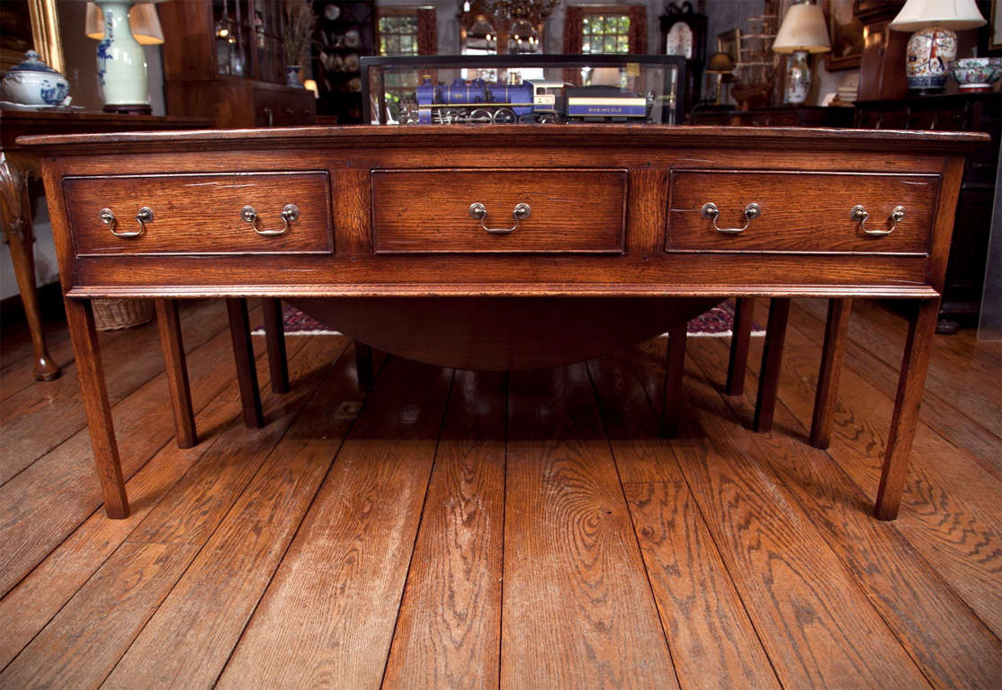 Custom English Oak Three-Drawer Huntboard Table For Sale at 1stDibs