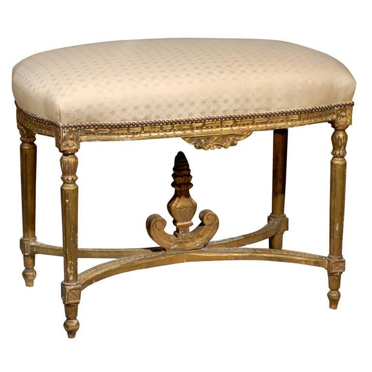 A carved and gilded Neoclassical stool For Sale at 1stDibs