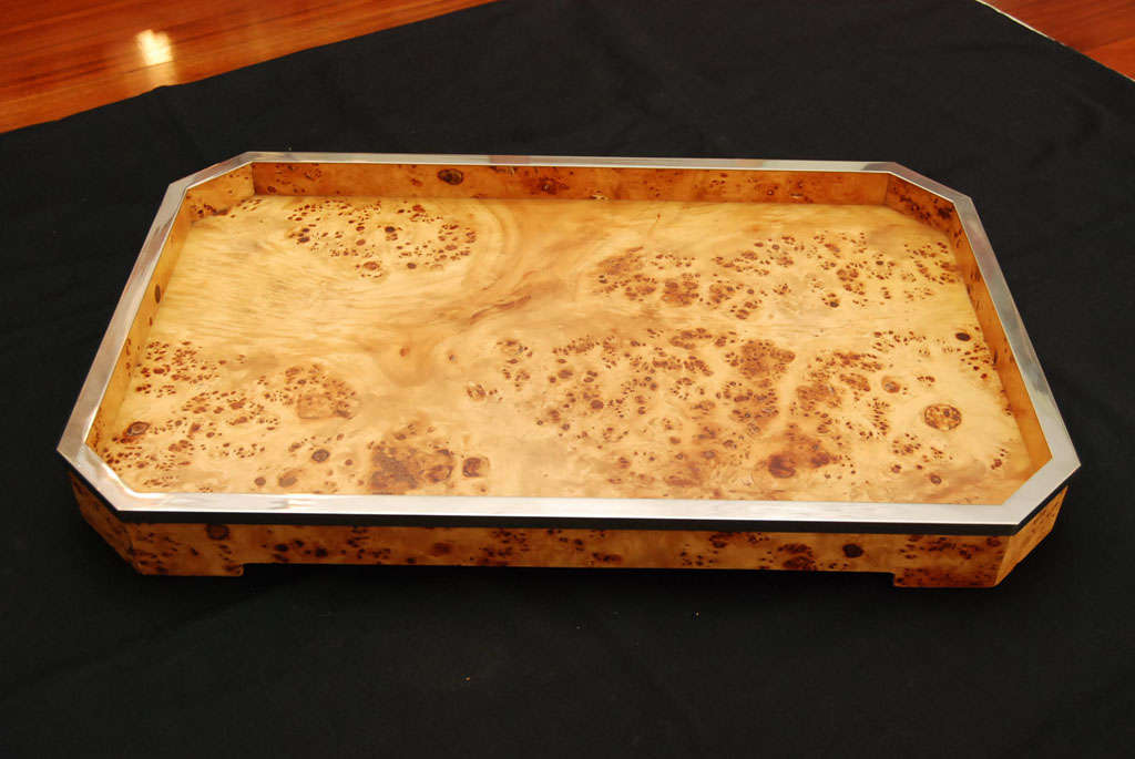 Burl wood Tray with Nickeled Detail at 1stDibs | burl tray, burlwood ...