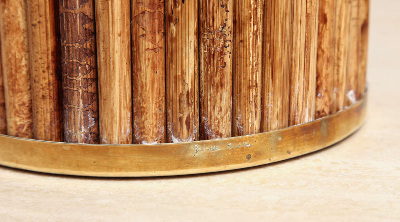 Gabriella Crespi Bamboo and Brass Ice Bucket at 1stDibs