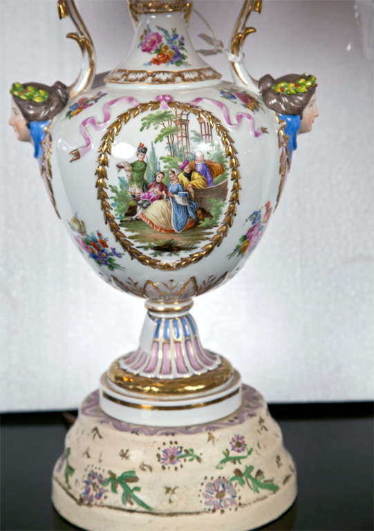 Pair of Porcelain Meissen Style Urn Form Lamps For Sale at 1stDibs ...
