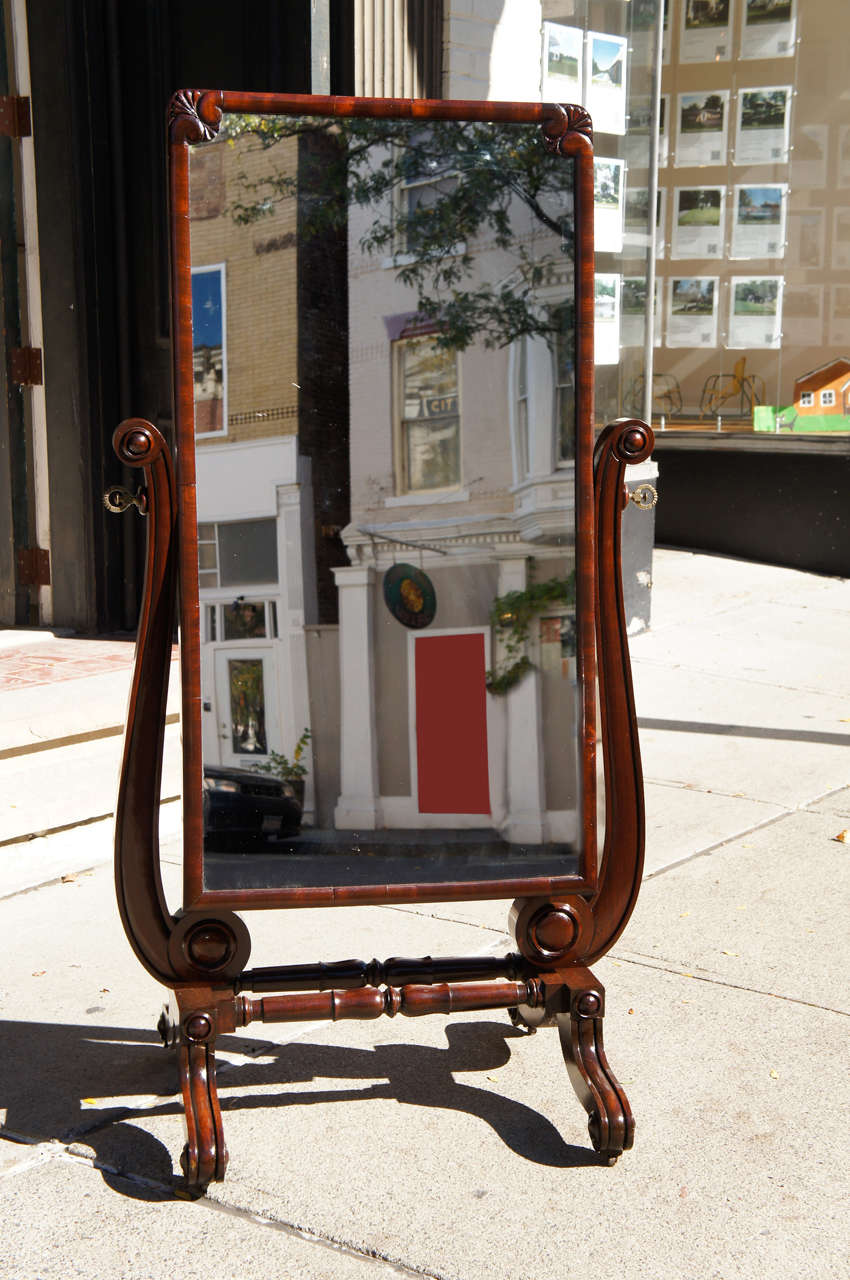 Late Regency Mahogany Cheval Mirror at 1stDibs