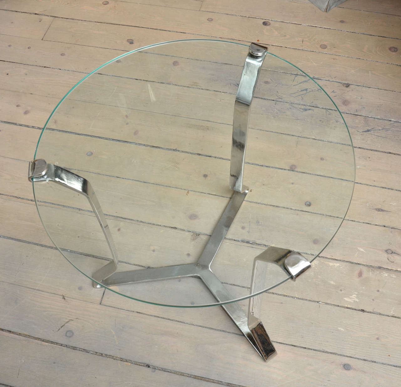 Pair of Glass and Nickel "X" Base Tables with Clip Detail For Sale at ...