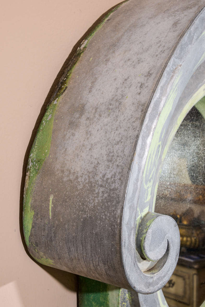 19th c. French Oval Zinc Window Mirror at 1stDibs
