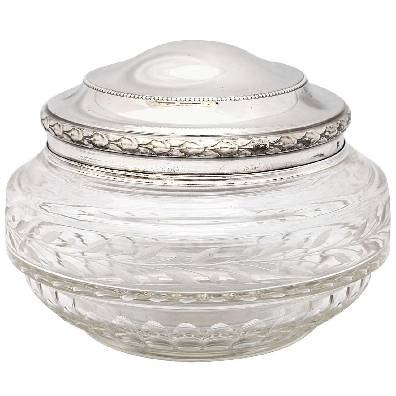 Puiforcat Art Deco Sterling Silver and Crystal Powder Jar at 1stDibs