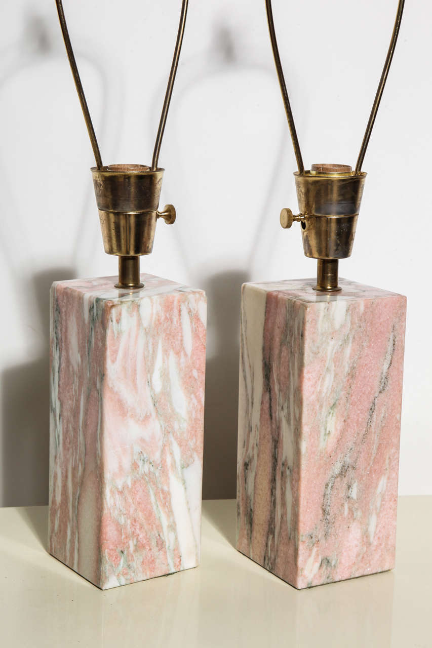 pair of 1950's Vermont Marble Co. Table Lamps at 1stDibs | pink marble ...
