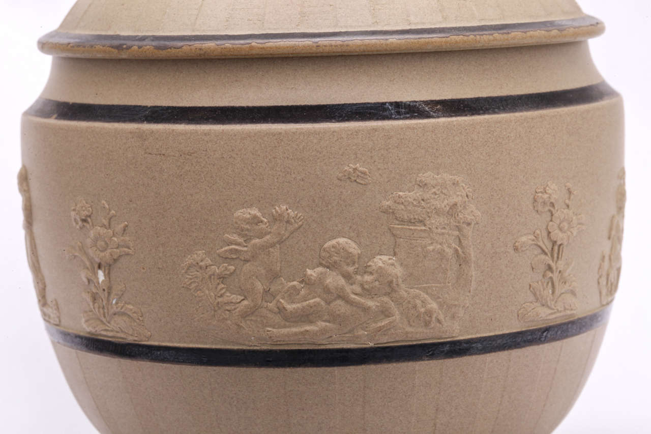 Rare Signed Samuel Hollins Drabware Covered Bowl For Sale at 1stDibs
