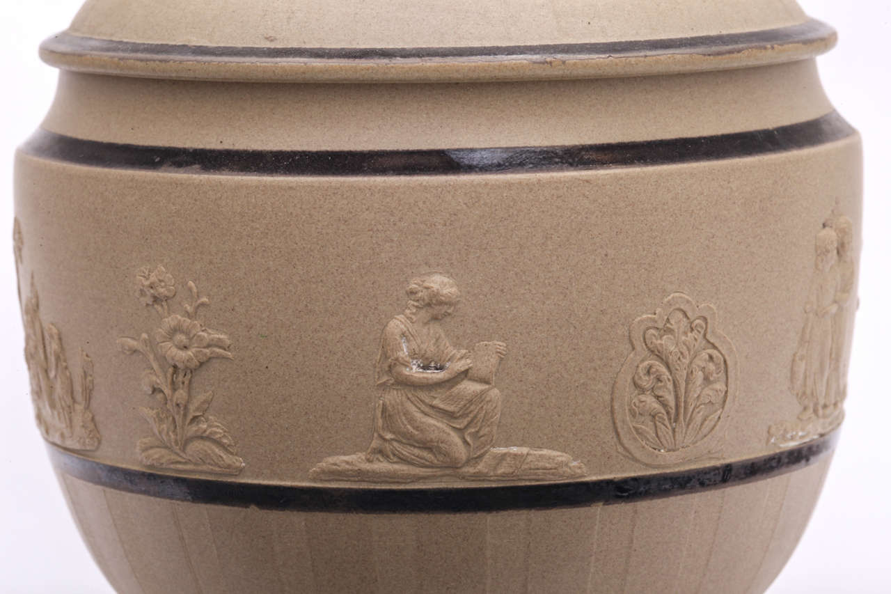Rare Signed Samuel Hollins Drabware Covered Bowl For Sale at 1stDibs