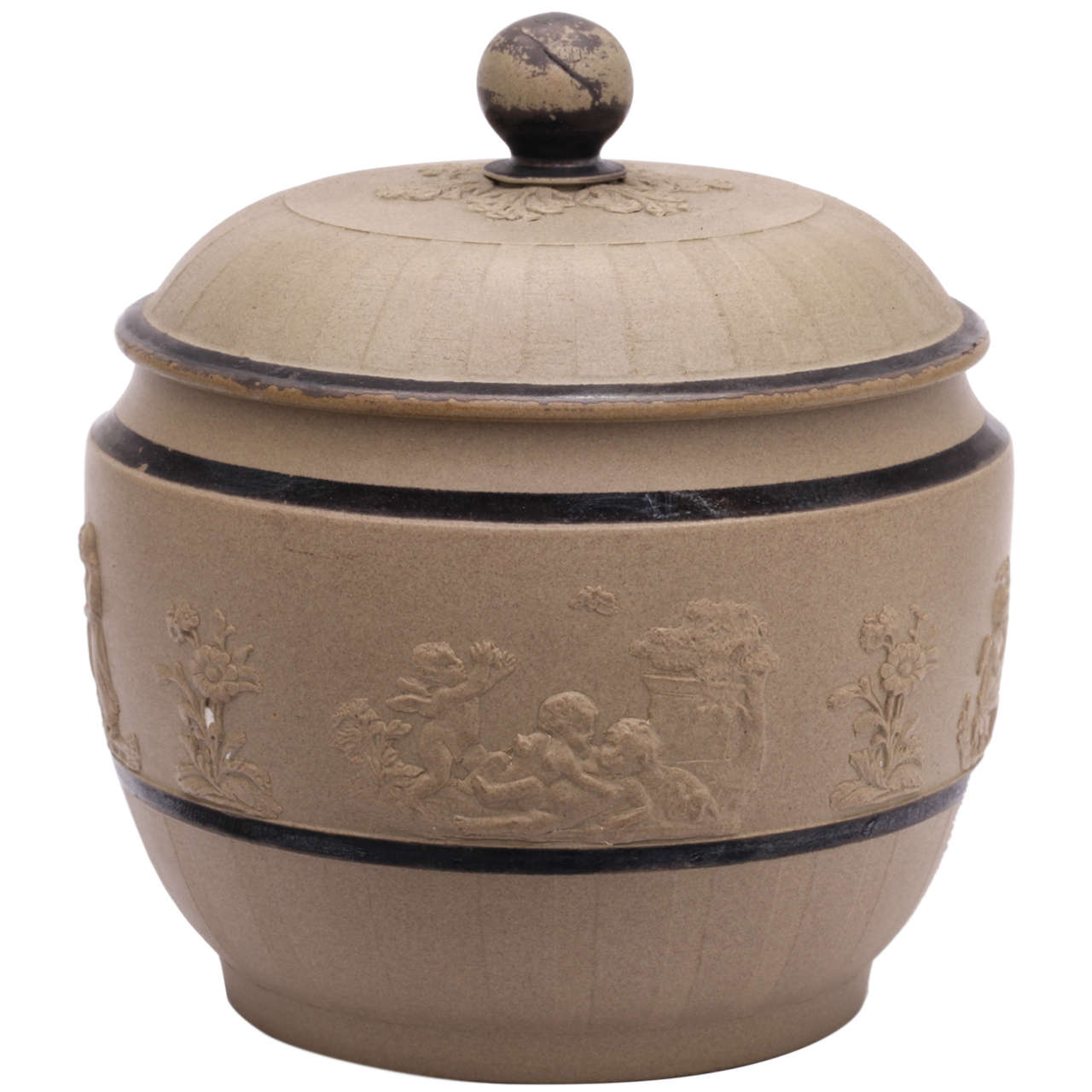 Rare Signed Samuel Hollins Drabware Covered Bowl For Sale at 1stDibs