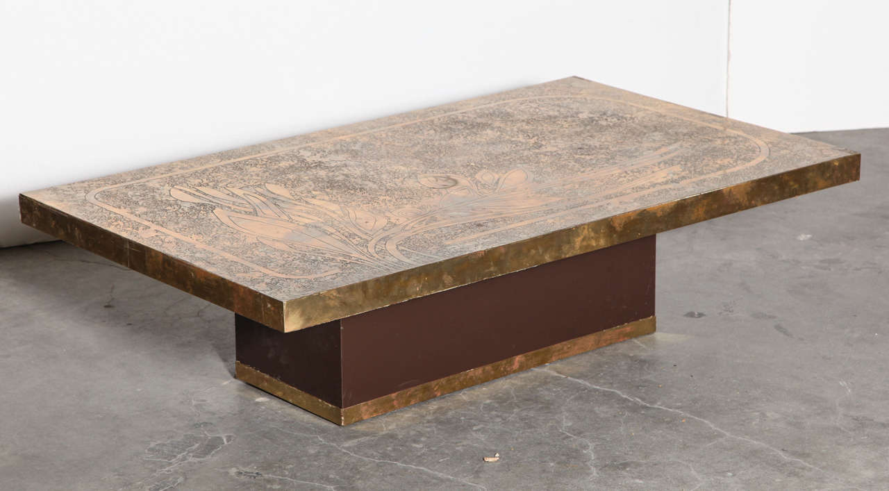 1960s French Etched Bronze Coffee Table at 1stDibs | bronze coffee ...