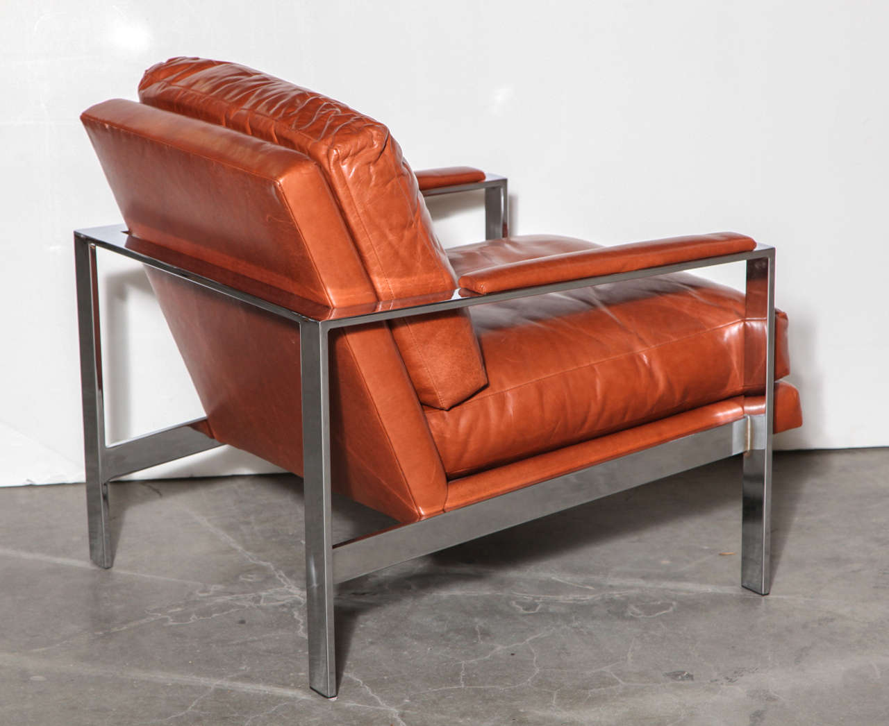 Milo Baughman Leather and Chrome Chair at 1stDibs