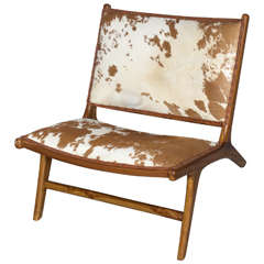 "The Hampton" Chair in Handmade Teak and Cowhide at 1stDibs