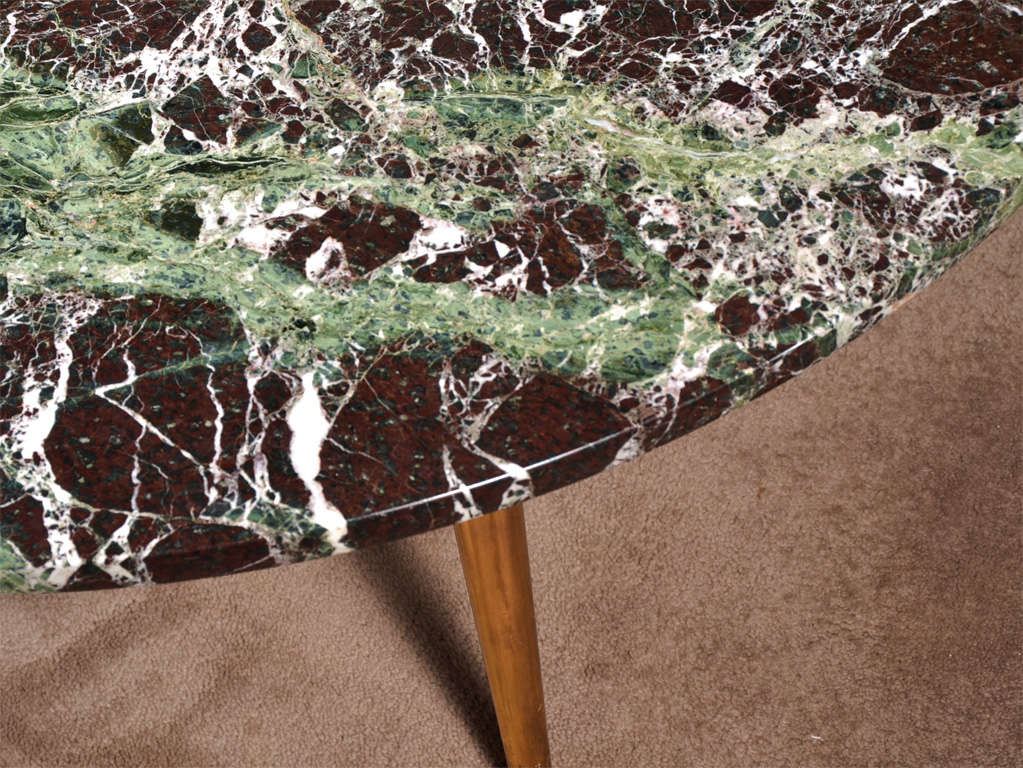 Mid Century 40" Round Green Marble Coffee Table at 1stDibs