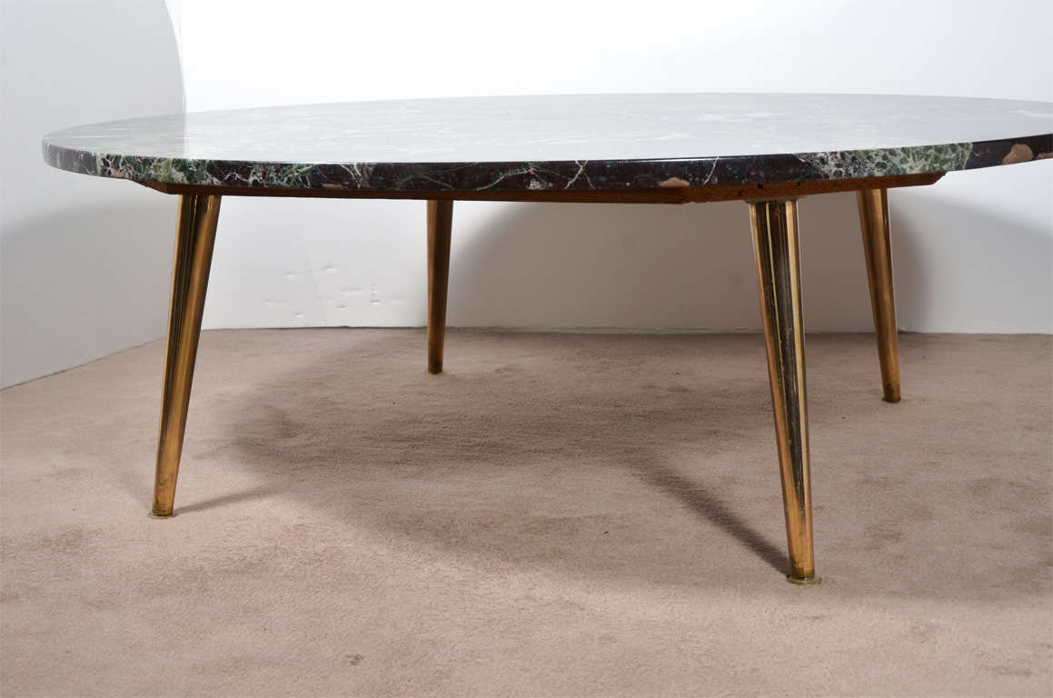 Mid Century 40" Round Green Marble Coffee Table at 1stDibs