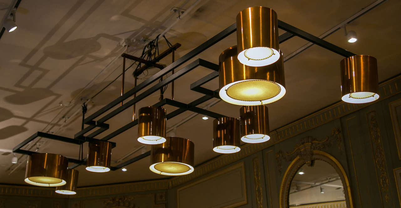 Large Modernist Copper Chandelier at 1stDibs | large copper chandelier ...