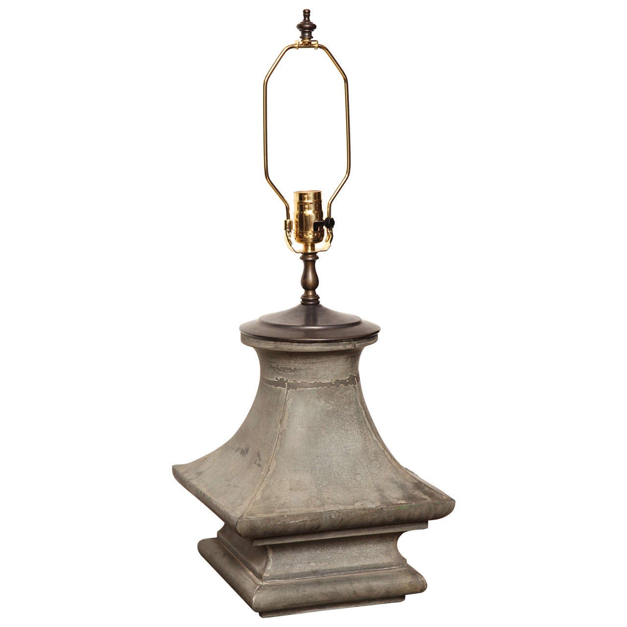 Patinated Zinc Lamp Circa 1920 at 1stDibs