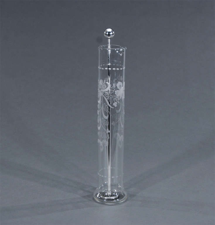 Signed Hawkes Monumental Engraved Martini Pitcher with Stirrer at ...