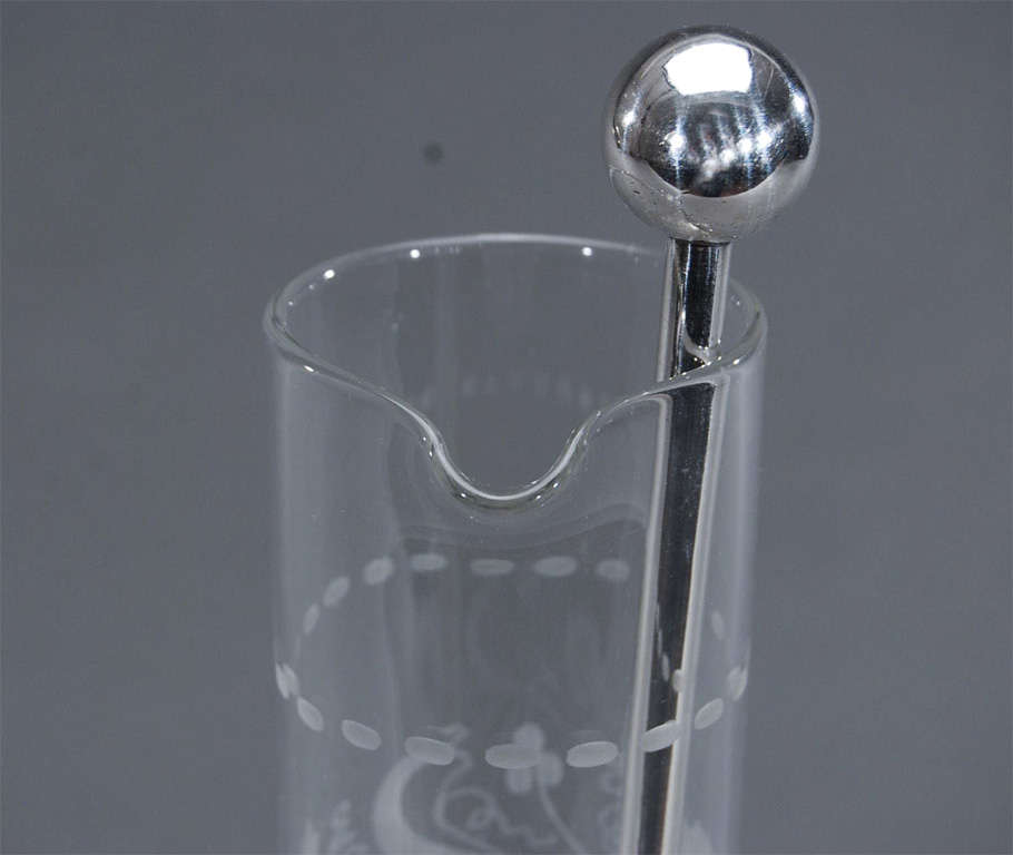 Signed Hawkes Monumental Engraved Martini Pitcher with Stirrer at ...