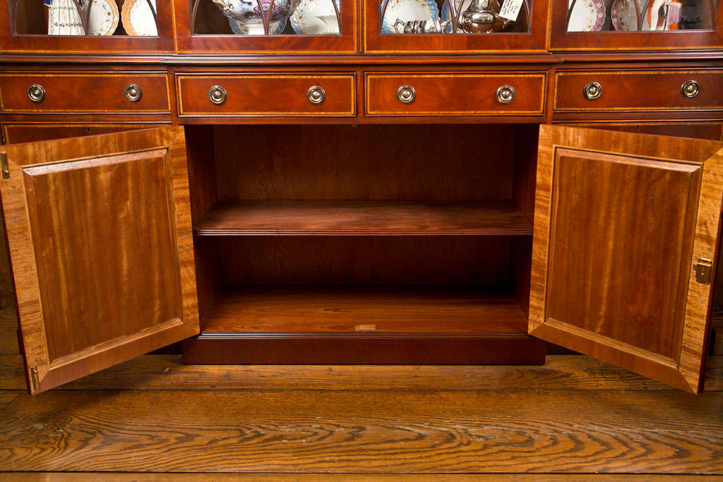 English Mahogany Glazed Door Breakfront For Sale at 1stDibs