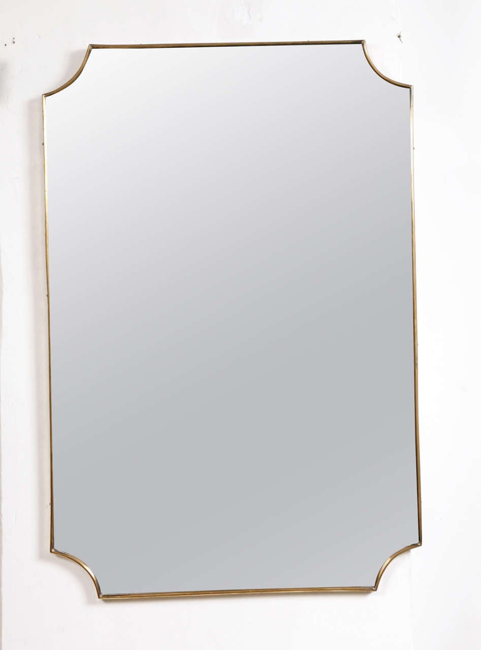 Rectangular Mid Century Italian Brass Framed Mirror at 1stDibs