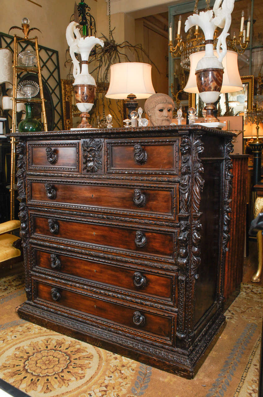 Late 19th Century Italian Renaissance Style Walnut Chest of Drawers at ...
