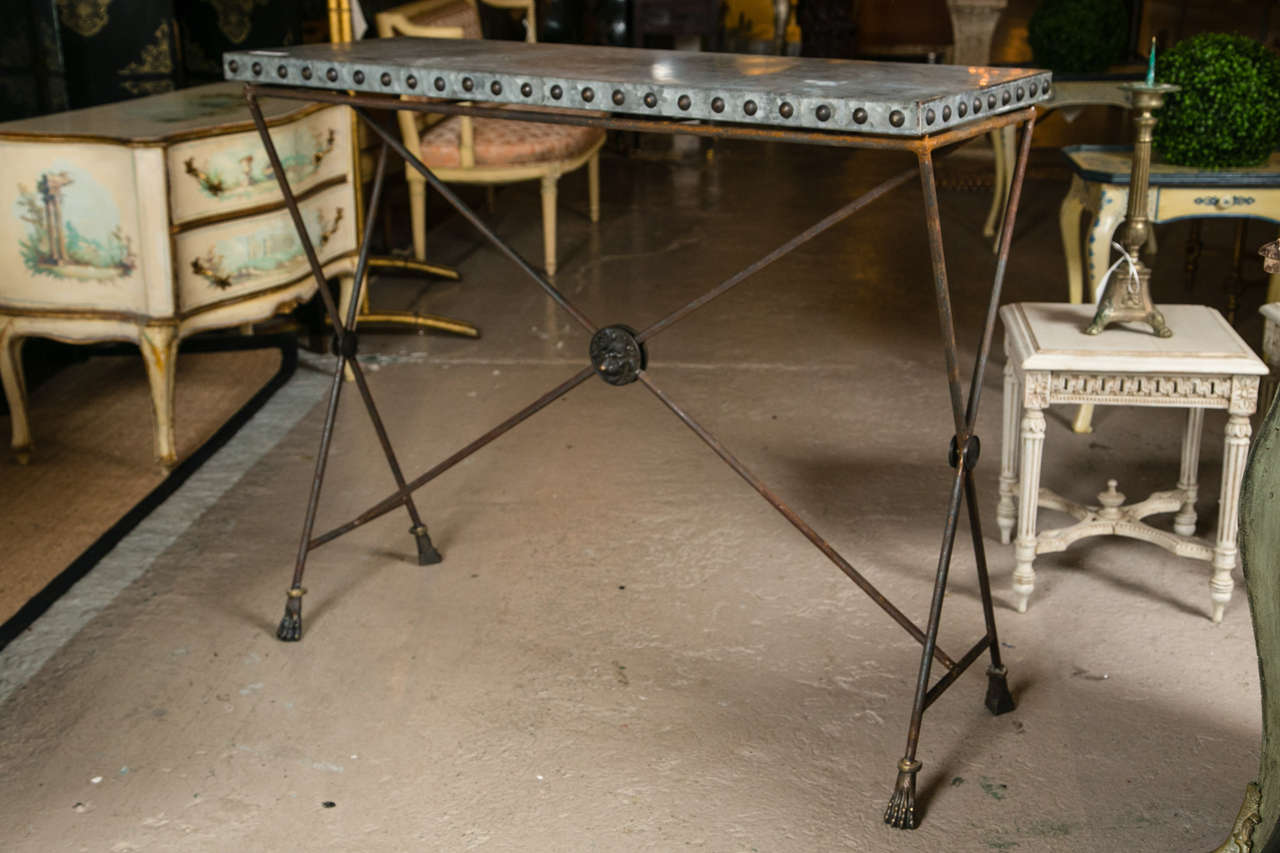 Pair of Iron Zinc Top X-Form Console Tables at 1stDibs | zinc top ...