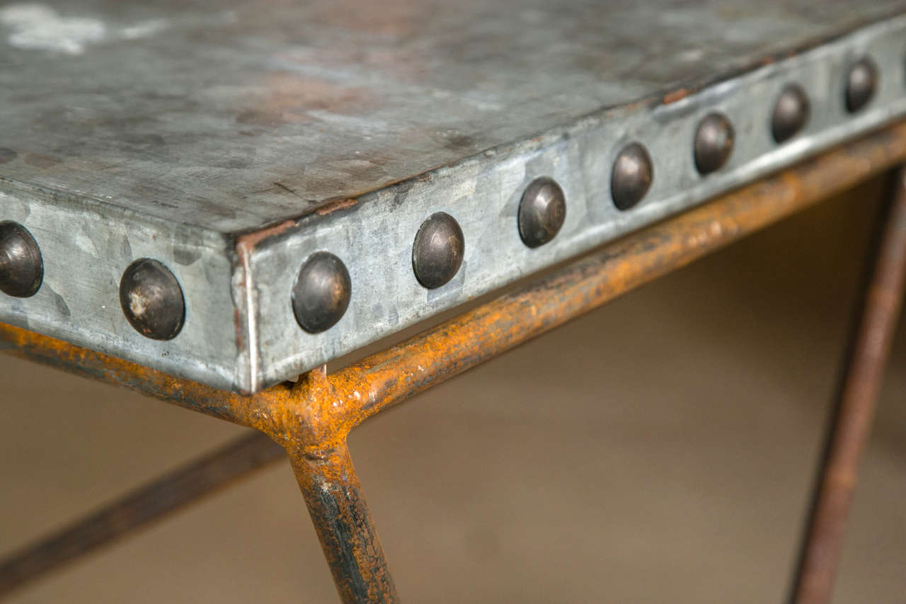 Pair of Iron Zinc Top X-Form Console Tables at 1stDibs | zinc top ...