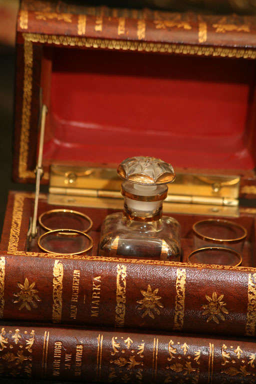 A French stack of Book-Decanter with glasses at 1stDibs