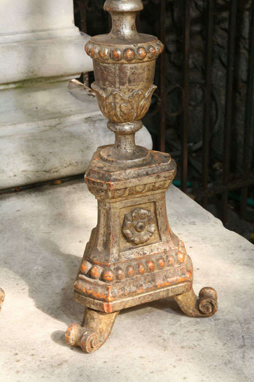 A fine Pair of French or Italian Silver Gilt Pricket Sticks at 1stDibs