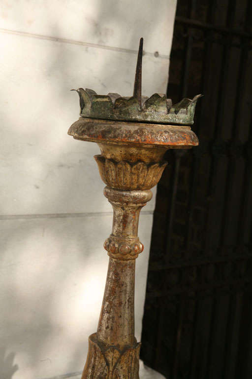 A fine Pair of French or Italian Silver Gilt Pricket Sticks at 1stDibs