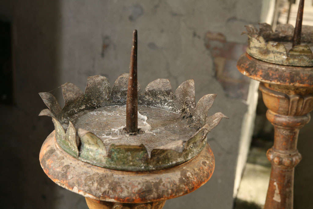 A fine Pair of French or Italian Silver Gilt Pricket Sticks at 1stDibs