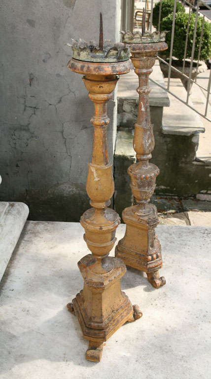 A fine Pair of French or Italian Silver Gilt Pricket Sticks at 1stDibs