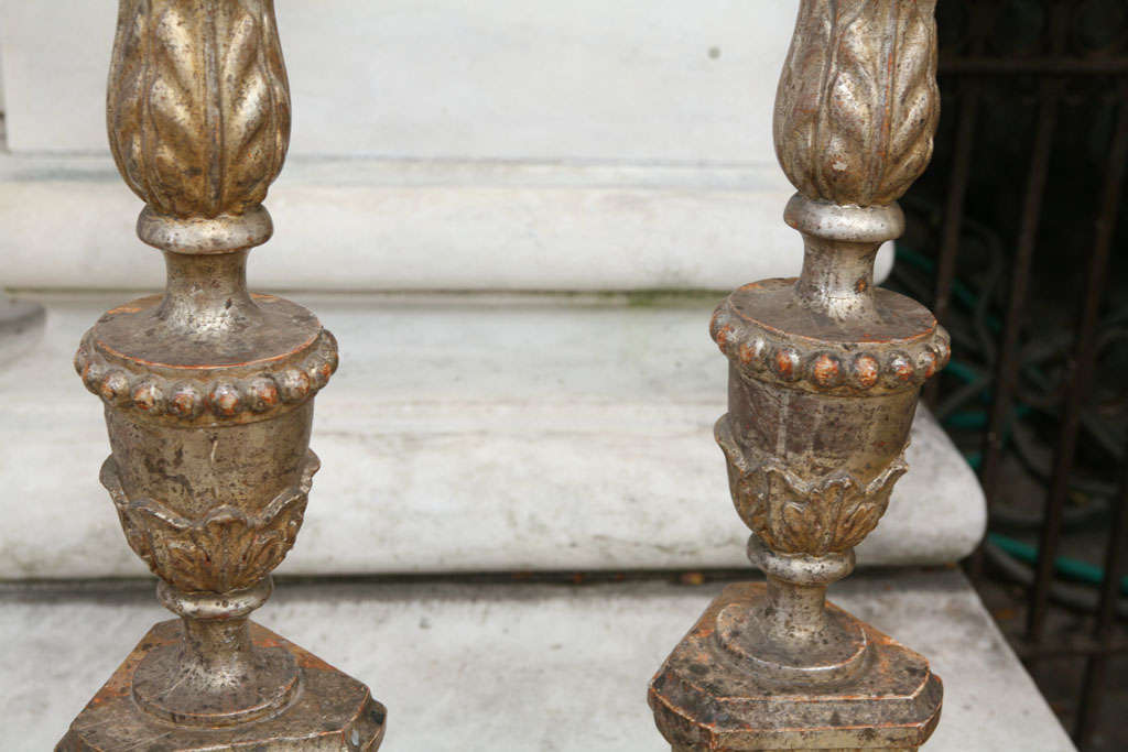A fine Pair of French or Italian Silver Gilt Pricket Sticks at 1stDibs
