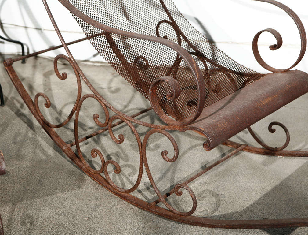 Outdoor Hand Forged Wrought Iron Rocking Chairs at 1stDibs