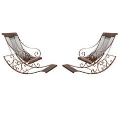 Outdoor Hand Forged Wrought Iron Rocking Chairs at 1stDibs