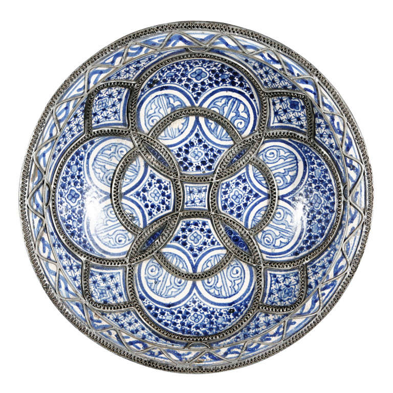 Antique Moroccan Ceramic Plate from Fez. at 1stDibs