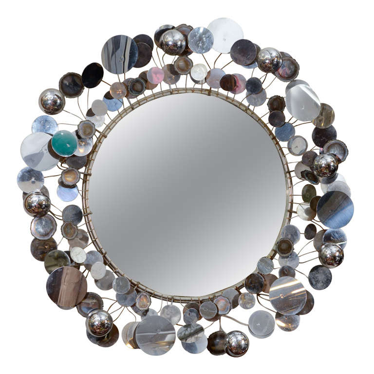 A Curtis Jere Circular "Raindrop" Wall Mirror at 1stDibs