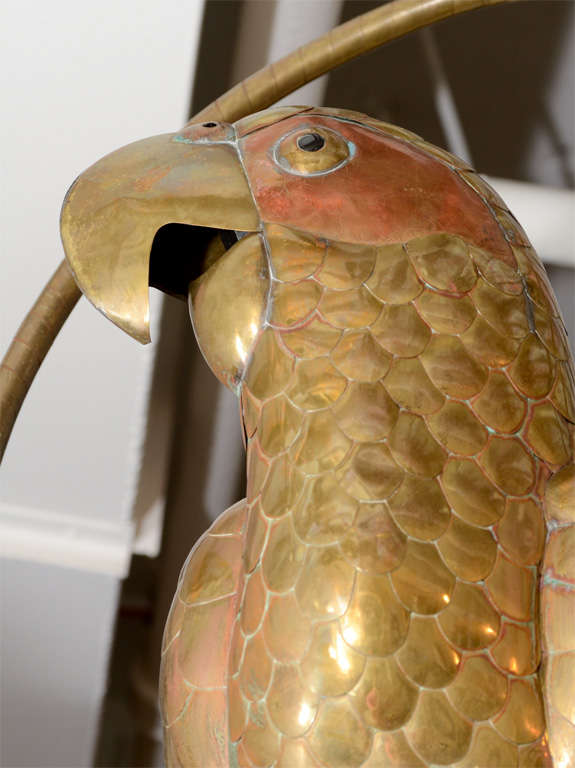 Pair of Brass Parrot Sculptures attributed to Sergio Bustamante at ...