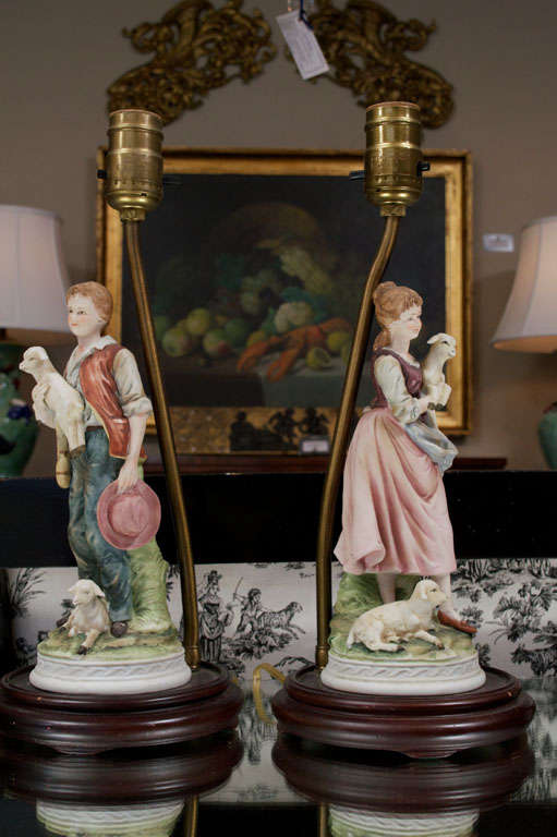 A Pair of Continental Shepherd and Shepherdess Table Lamps at 1stDibs