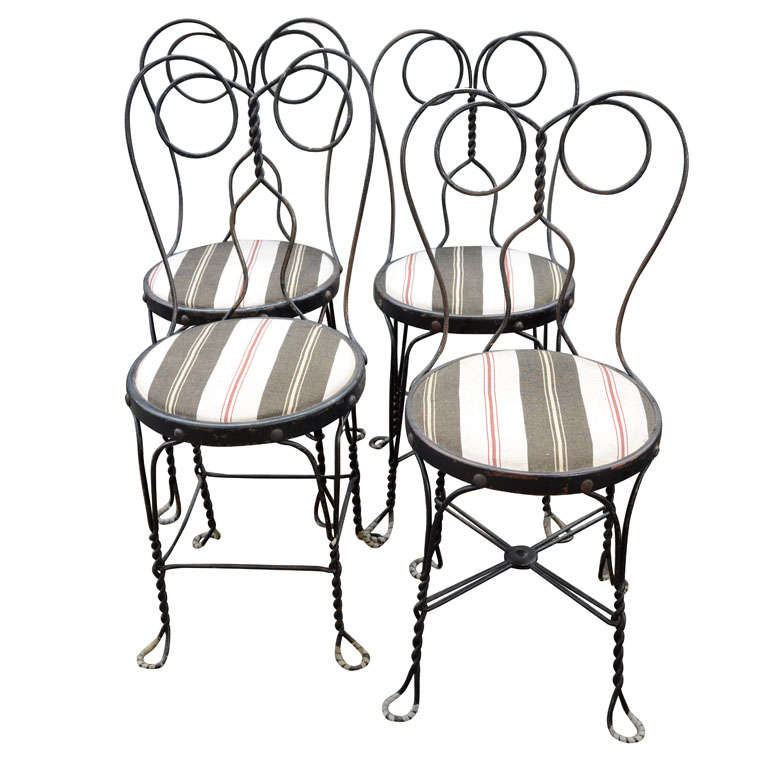 Set of Four Ice Cream Chairs For Sale at 1stDibs