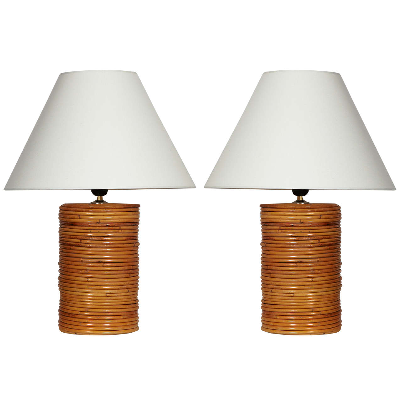 Pair of rotin lamps attribued to Gabriela Crespi at 1stDibs