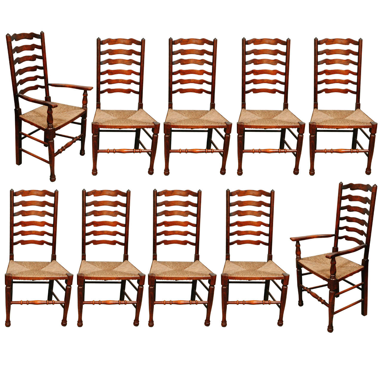 Set of Ten Ladder Back Dining Chairs at 1stDibs