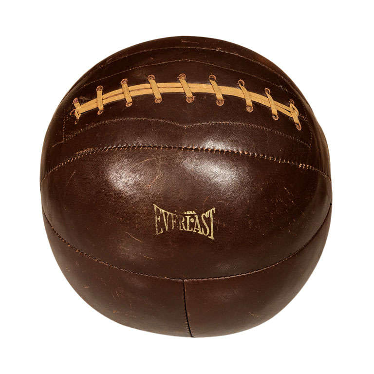 1940s Brown Leather Medicine Ball by Everlast at 1stDibs | everlast ...