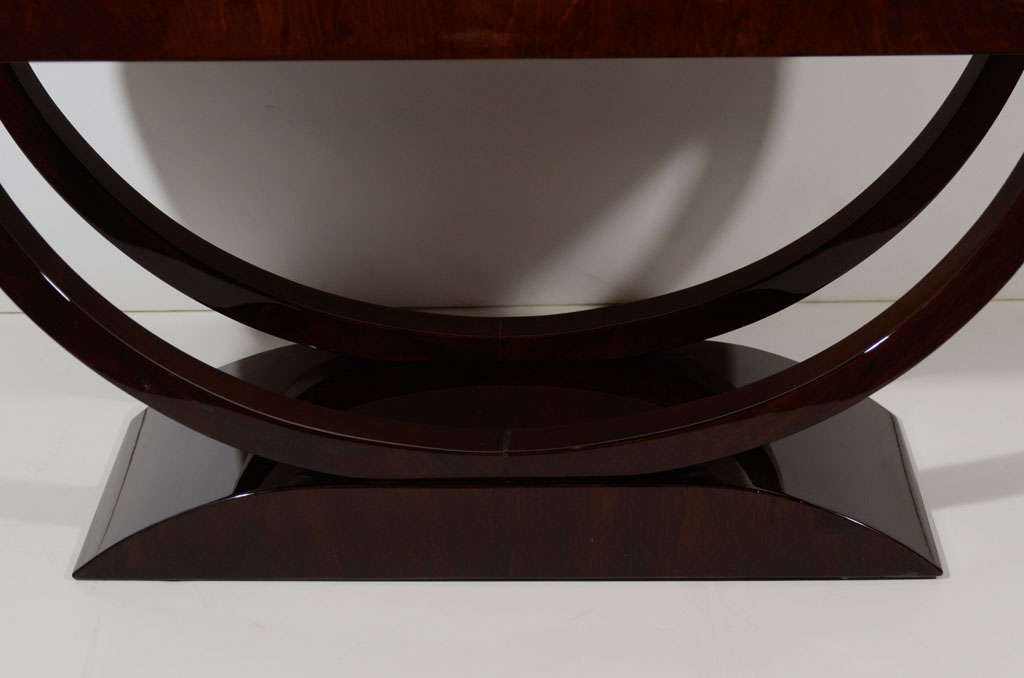 Art Deco Streamline Cocktail Table with "U" Shaped Pedestal Base at 1stDibs