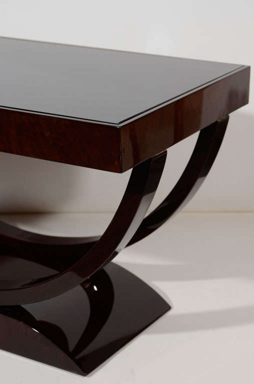 Art Deco Streamline Cocktail Table with "U" Shaped Pedestal Base at 1stDibs