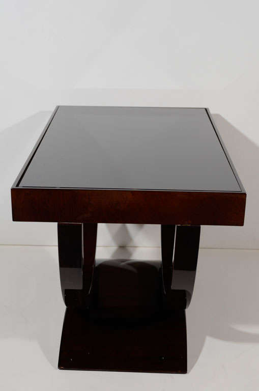 Art Deco Streamline Cocktail Table with "U" Shaped Pedestal Base at 1stDibs